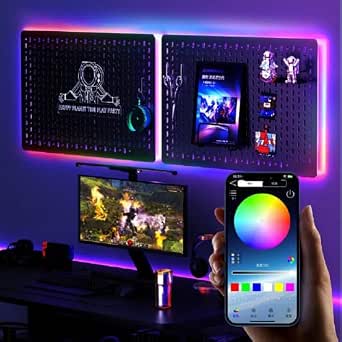 Amazon.com: 2-in-1 ARGB Gaming Peg Board LED Light Desk Pegboard App ...