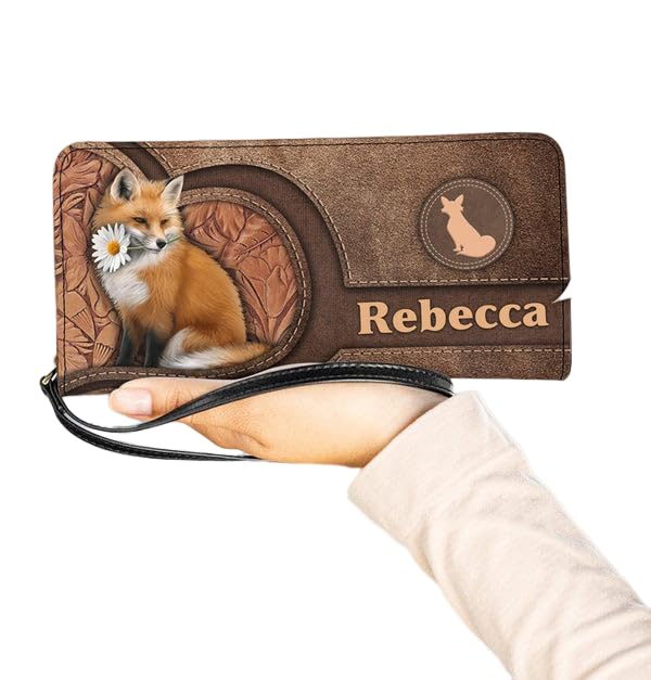 Amazon.com: Personalized Fox Flower Women Leather Wallet, Vintage ...