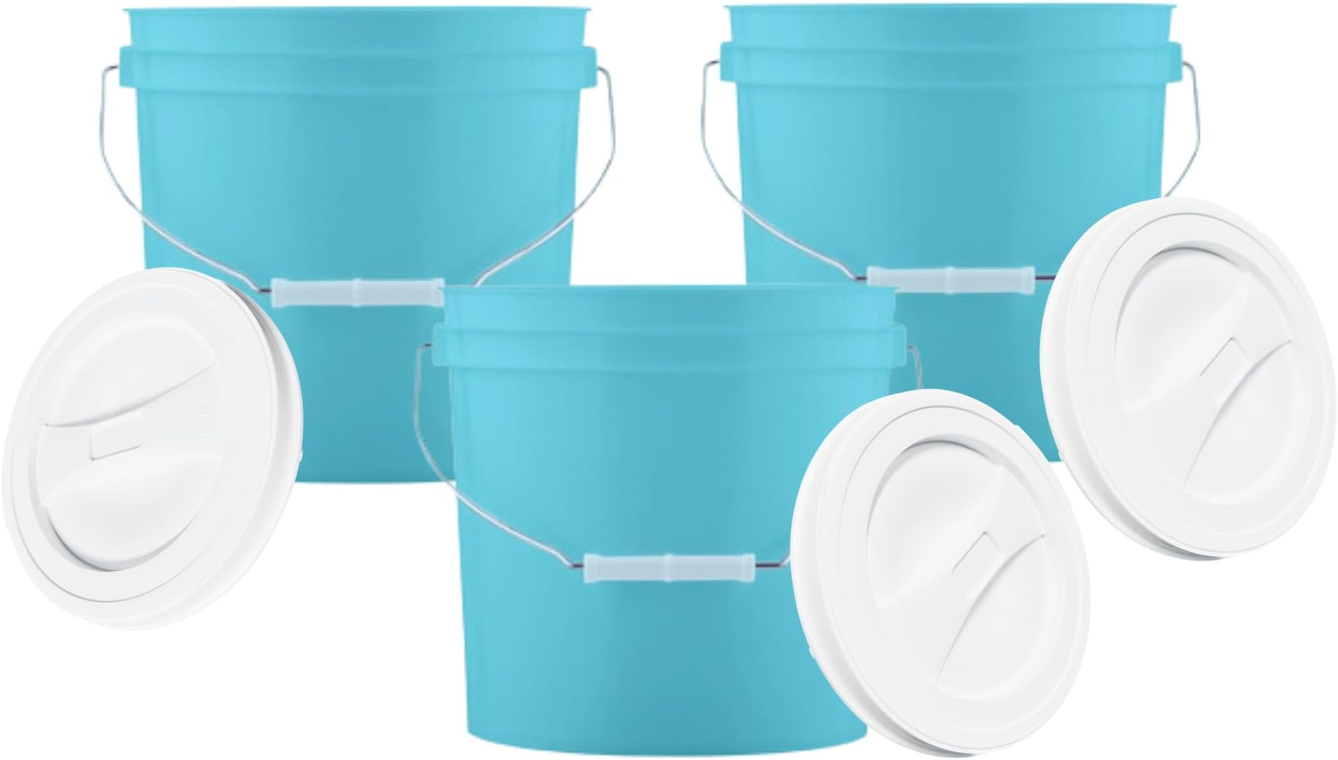Amazon.com: Bucket Kit, Eight White 2 Gallon Buckets with White Gamma ...