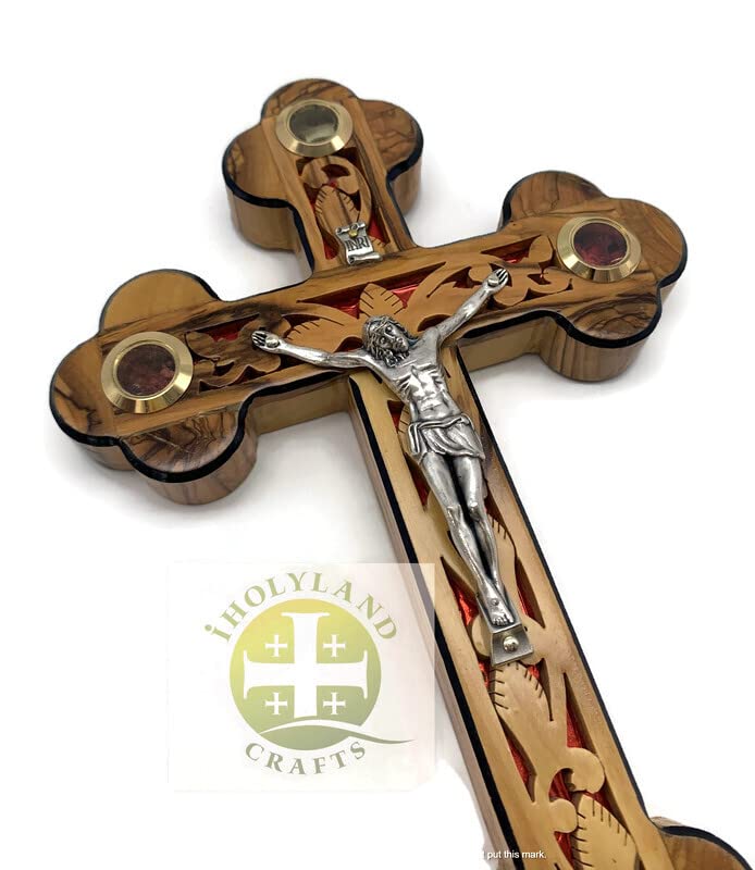Catholic Crucifix for Wall With Mother of Pearl, Olive Wood Cross Wall ...
