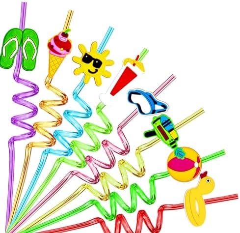 Amazon.com: 24 Reusable Summer beach Pool Drinking Straws, Birthday ...