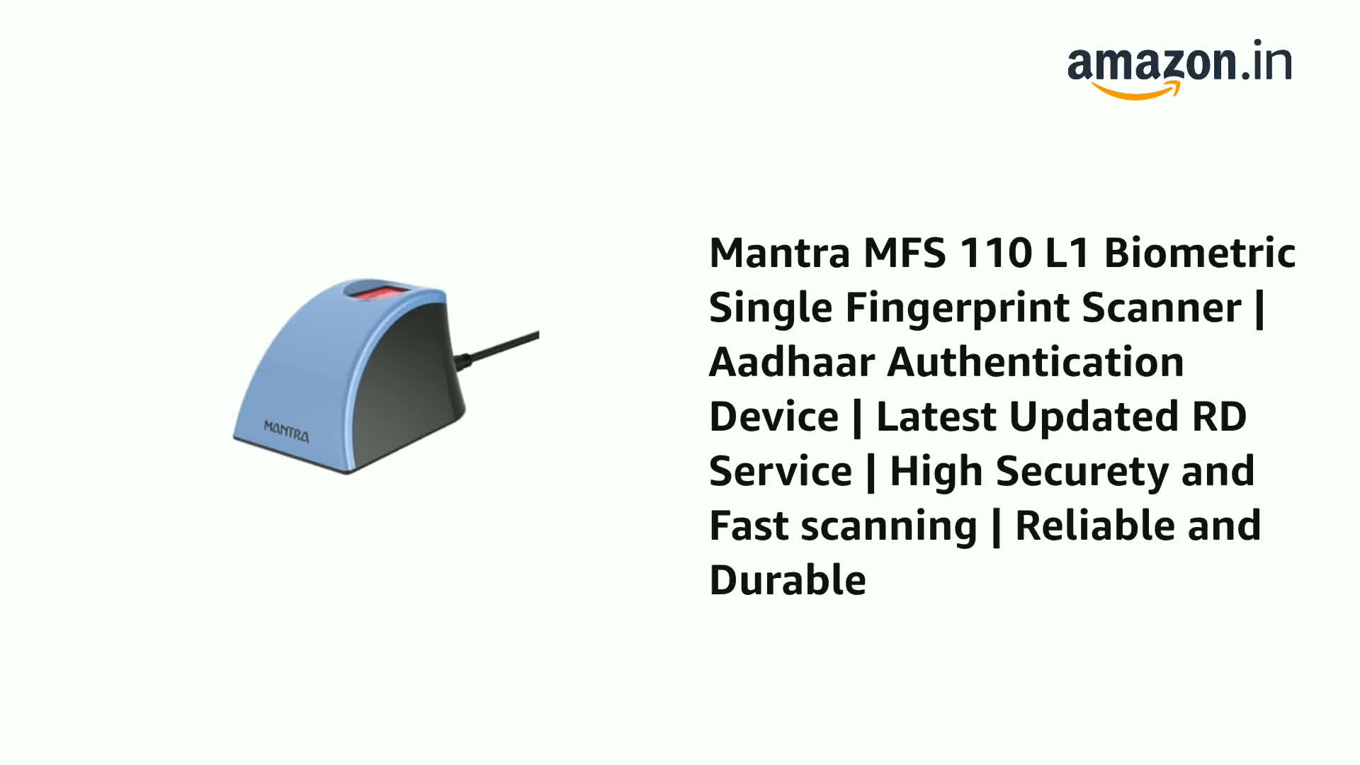 Watch Mantra MFS 110 L1 Biometric Single Fingerprint Scanner | Aadhaar ...