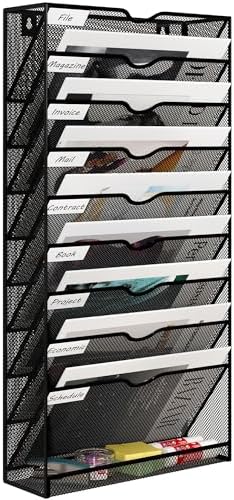 EasyPAG 10 Compartiments Métal Porte Document Mural A4 Porte Revue ...