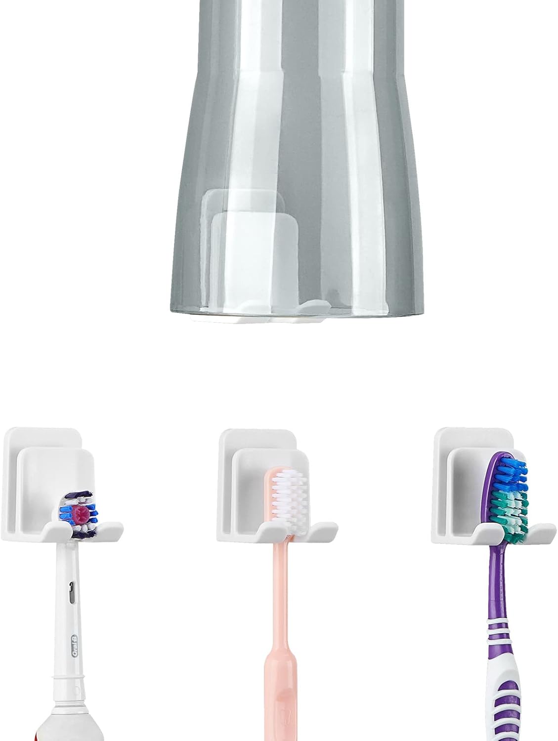 Amazon.com: 4 PCS Toothbrush Holder Wall Mounted with Cup Holder for ...