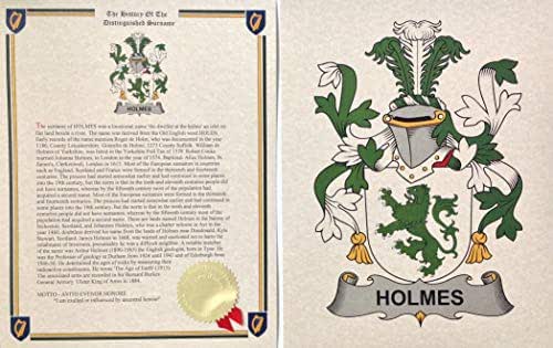 Amazon.com: Holmes - Coat of Arms and Last Name History - 8.5x11 Print ...