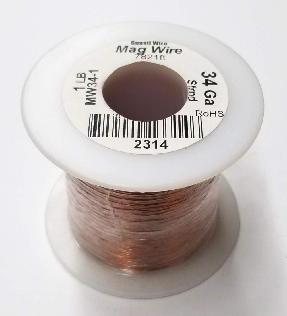 Amazon.com: 34AWG Solid Insulated Magnet Wire - 1 Pound Roll ...