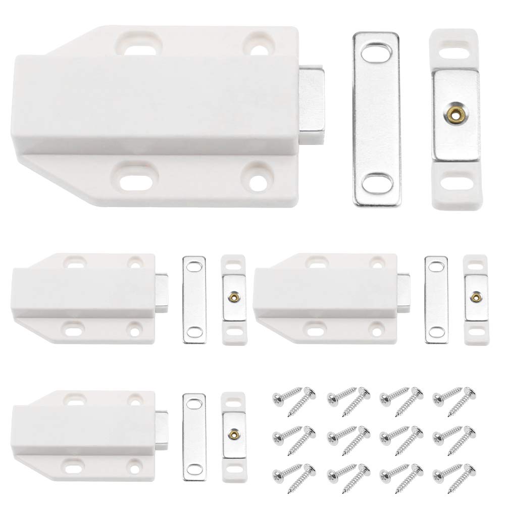 Buy KingYH 4 Pack Push to Open Magnetic Latches Catch White Magnetic ...