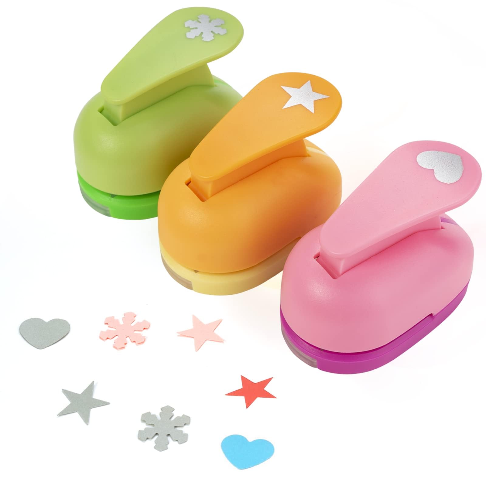 3 Pieces Paper Punch, Mini Craft Single Hole Punch Shapes, Star Heart ...