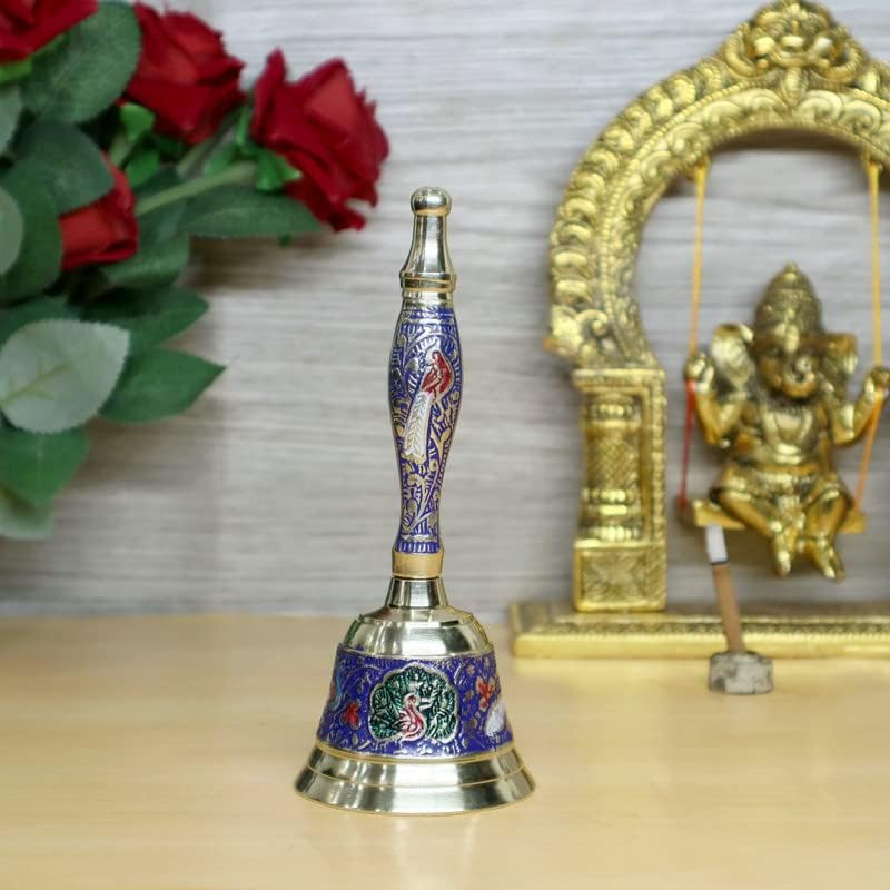 Piepot l Pure Brass Pooja Bell l Hand Bell l 6" Height l Pooja Bell l ...