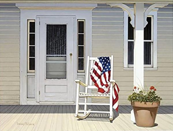 American Porch by Daniel Pollera 32x26 Coastal Art Print Flag Rocker ...
