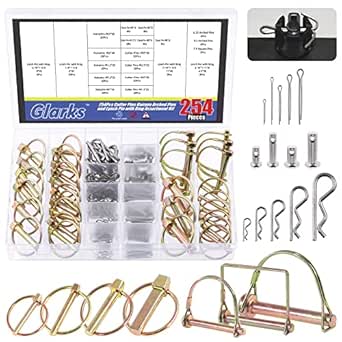 Glarks 254Pc Mixed Linch, Clevis, Cotter & R Clip Assortment Kit; 5 ...