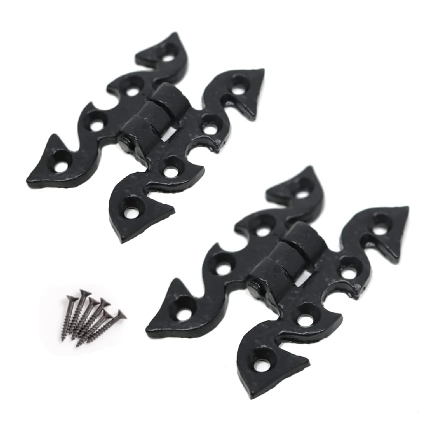 Black Butterfly Hinges with Rustic Ornate Design 45mm Antique Cast Iron ...