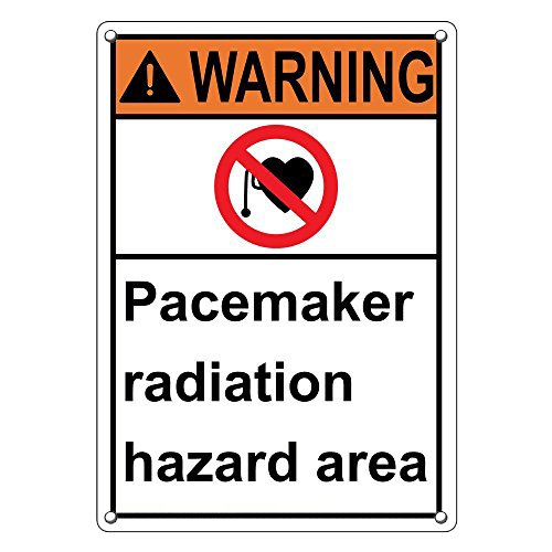 Weatherproof Plastic Vertical ANSI Warning Pacemaker Radiation Hazard ...
