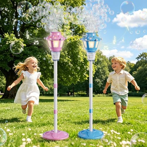 Amazon.com: 2 Pack Street Lamp Bubble Machine with Light, Rechargeable ...
