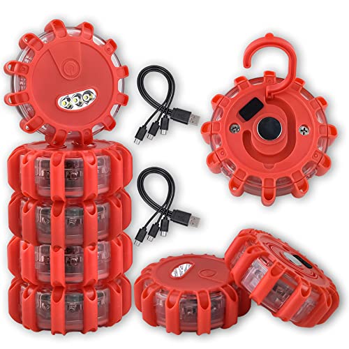 TEAHOOR 8 Pack Rechargeable LED Road Flares Roadside Emergency Car Kit ...