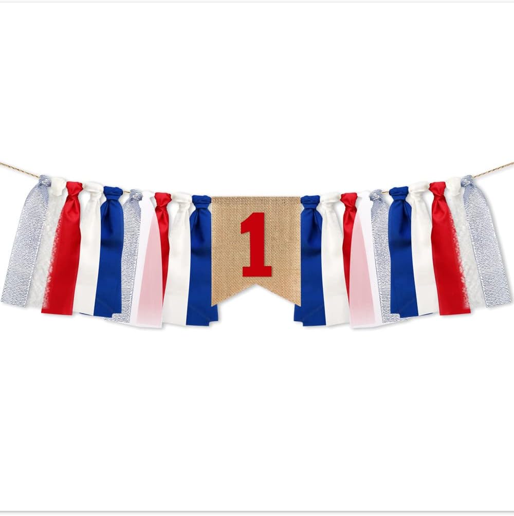 Amazon.com: Little Firecracker Banner Red White and Blue Glitter, 4th ...
