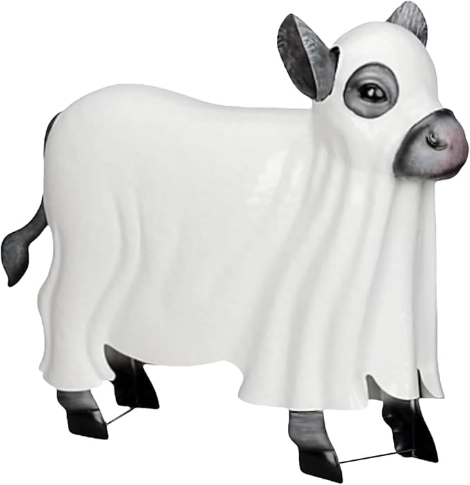 Amazon.com : Spooky Metal Ghost Cow Statue,2024 Spooky Cow Halloween ...