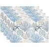 Amazon.com: Blue Nautical Placemats Set of 4 Summer Starfish Seashell ...