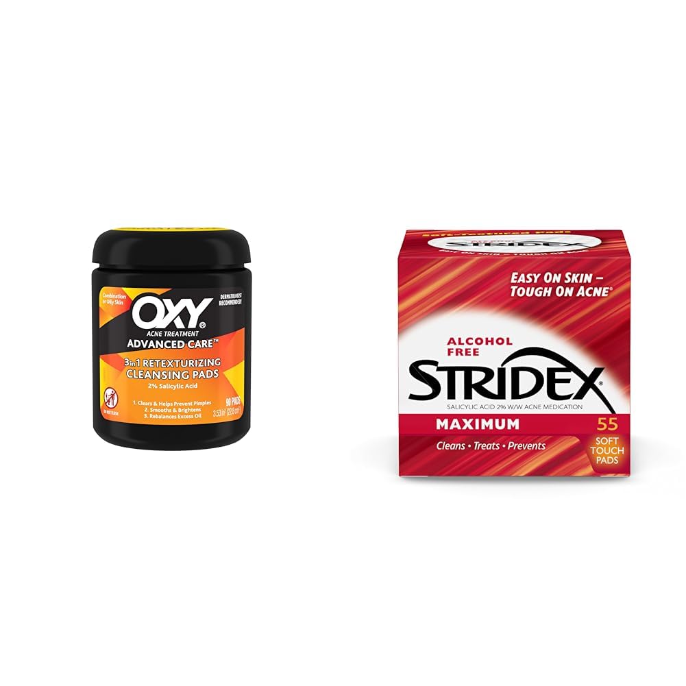 Amazon.com: Oxy Maximum Action Pads 90 Count & Stridex Medicated Acne ...