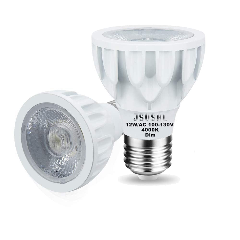 JSVSAL 2-Pack,Dimmable PAR20 LED Spotlight Bulb,12W AC 100~130V,E26 ...