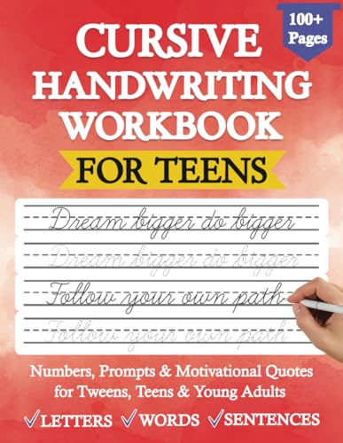 Snapklik.com : Cursive Handwriting Workbook For Teens: Cursive Writing Practice Book For Young ...