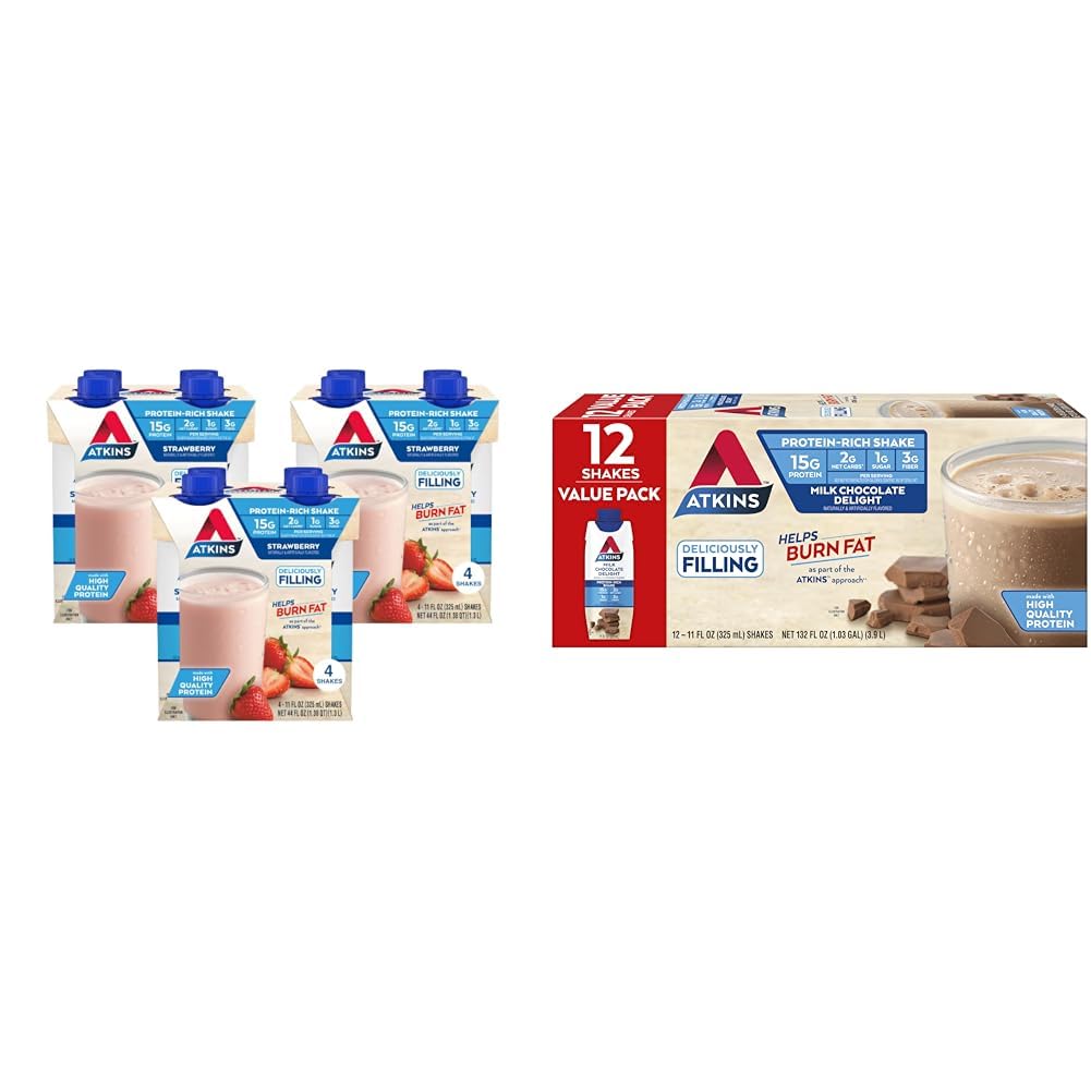 Amazon.com: Atkins Strawberry Protein Shake, 15g Protein, Low Glycemic ...