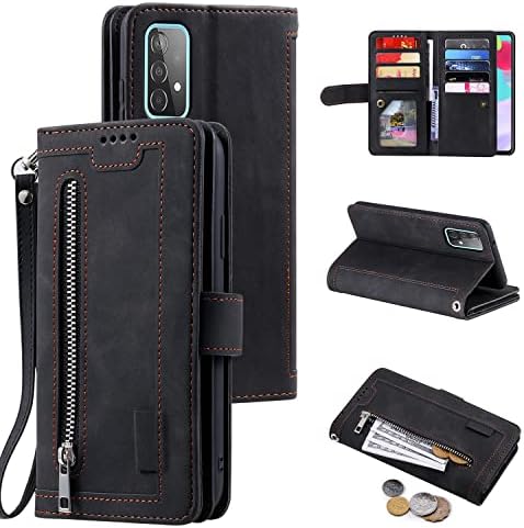 EYZUTAK Wallet Phone Case for Samsung Galaxy A55 5G, Retro Matte 9 Card Holder Slots Zipper ...