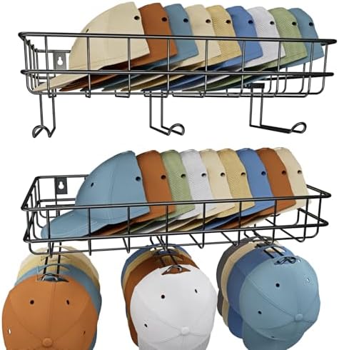 Amazon.com: KEETDY Metal Hat Racks for Baseball Caps Wall Hat Organizer ...