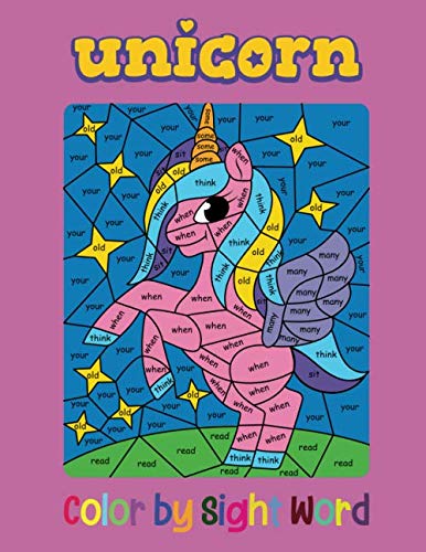 Unicorn Color by Sight Word: Sight Words Coloring Workbook for Kids ...