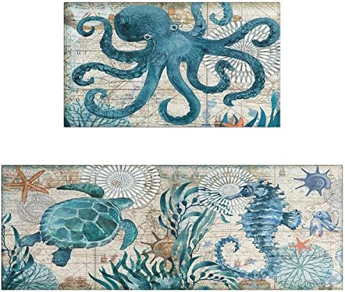 Amazon.com: Sea Turtle Kitchen Rug Sets of 3,Anti Fatigue Cushioned ...