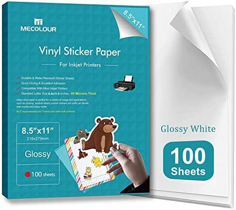 Amazon.com : MECOLOUR Clear Sticker Paper Printable Vinyl for Inkjet ...