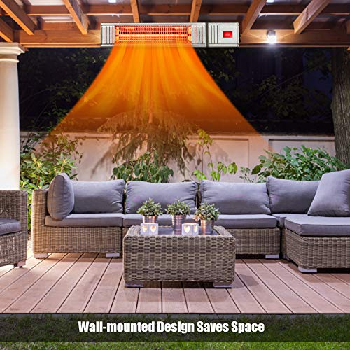 Tangkula 1500W Wall Mount Patio Heater, Indoor/Outdoor Infrared Heater ...