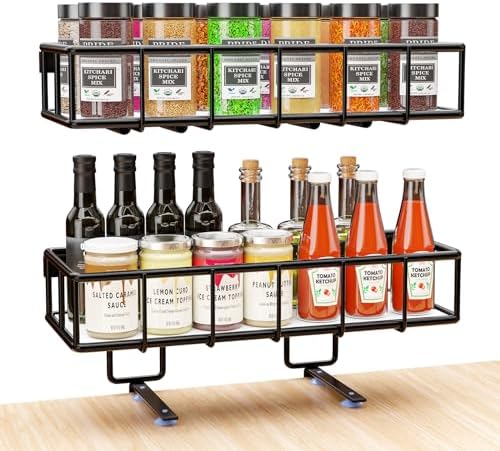 Amazon.com - Spice Rack Organizer Wall Mount, Seasoning Rack with Hook ...