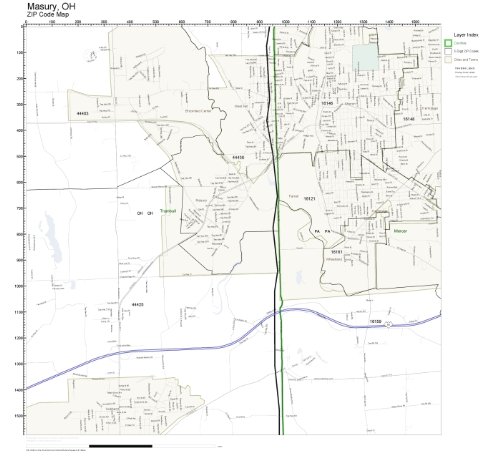 ZIP Code Wall Map of Masury, OH ZIP Code Map Laminated: Amazon.com ...