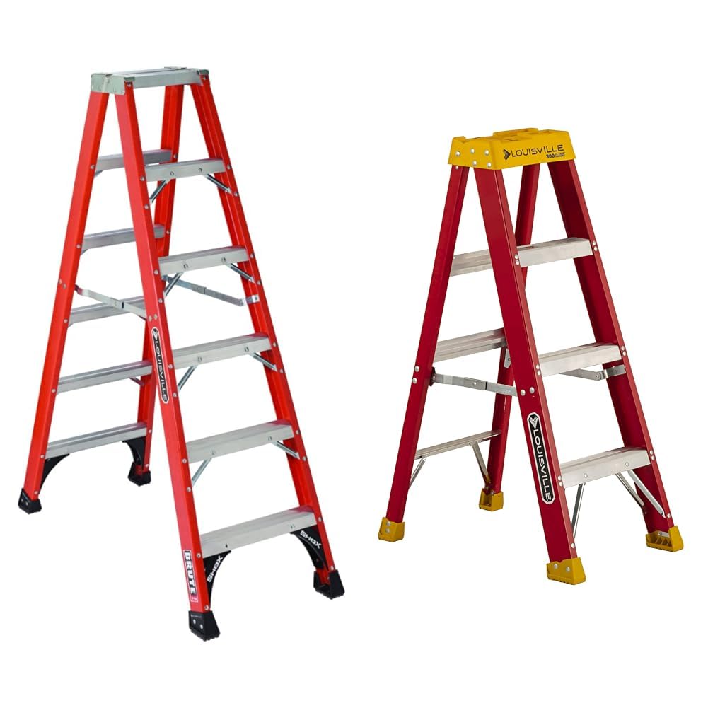 Louisville Ladder 6-Feet Fiberglass Twin Front Ladder, 375-Pound Duty ...