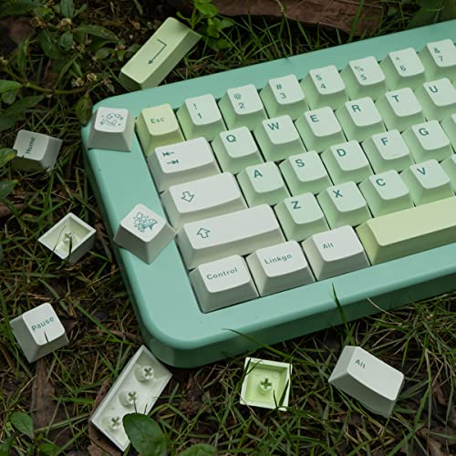 mintcaps PBT Keycaps Cherry Profile Cute Ginkgo Light Green Keycaps Set ...