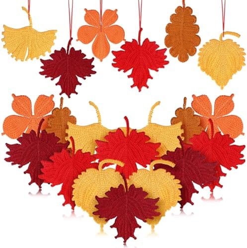 Amazon.com: Fanfanwin 24 Pcs Fall Maple Leaf Ornaments Crochet Autumn ...