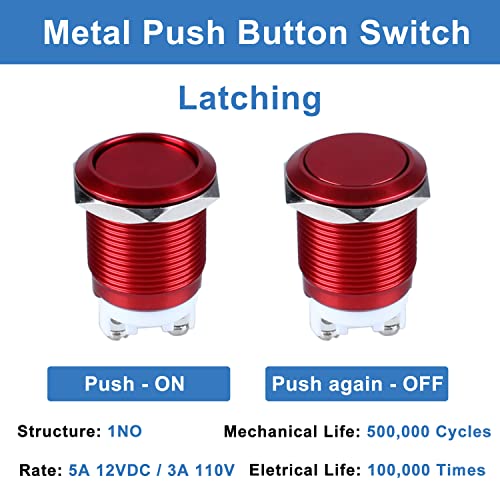 Snapklik.com : 2pc 19mm Latching Metal Push Button Switch Waterproof ...