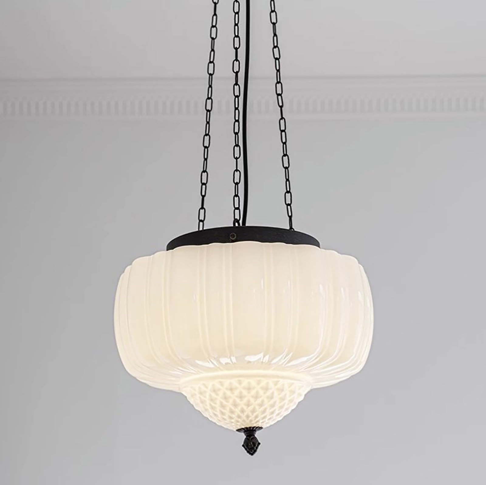 Topjia Milk Glass Pendant Light,Schoolhouse Pendant Lighting,Farmhouse ...