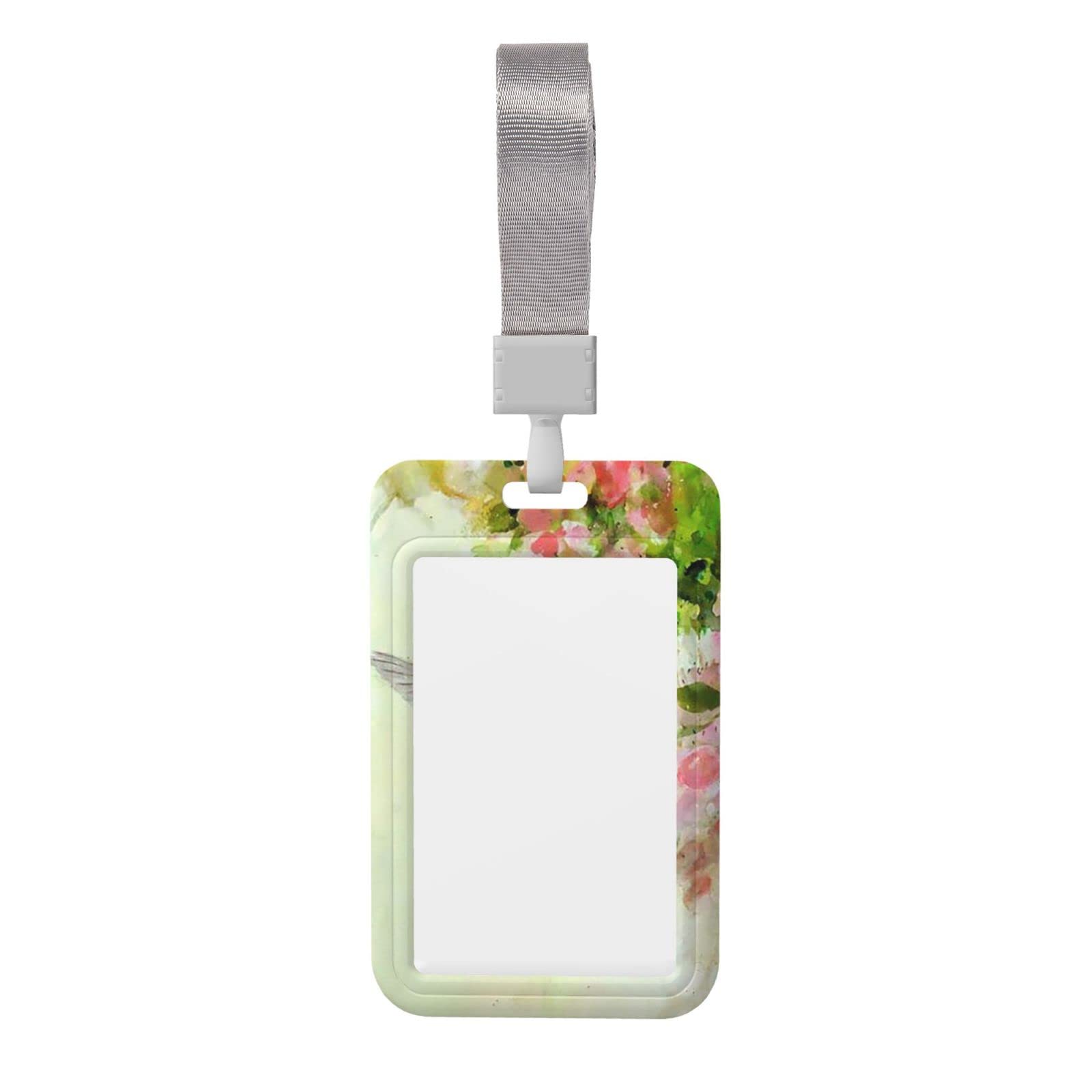 Hummingbird Flowers Vertical Id Card Holders for Badges Holder Case ...