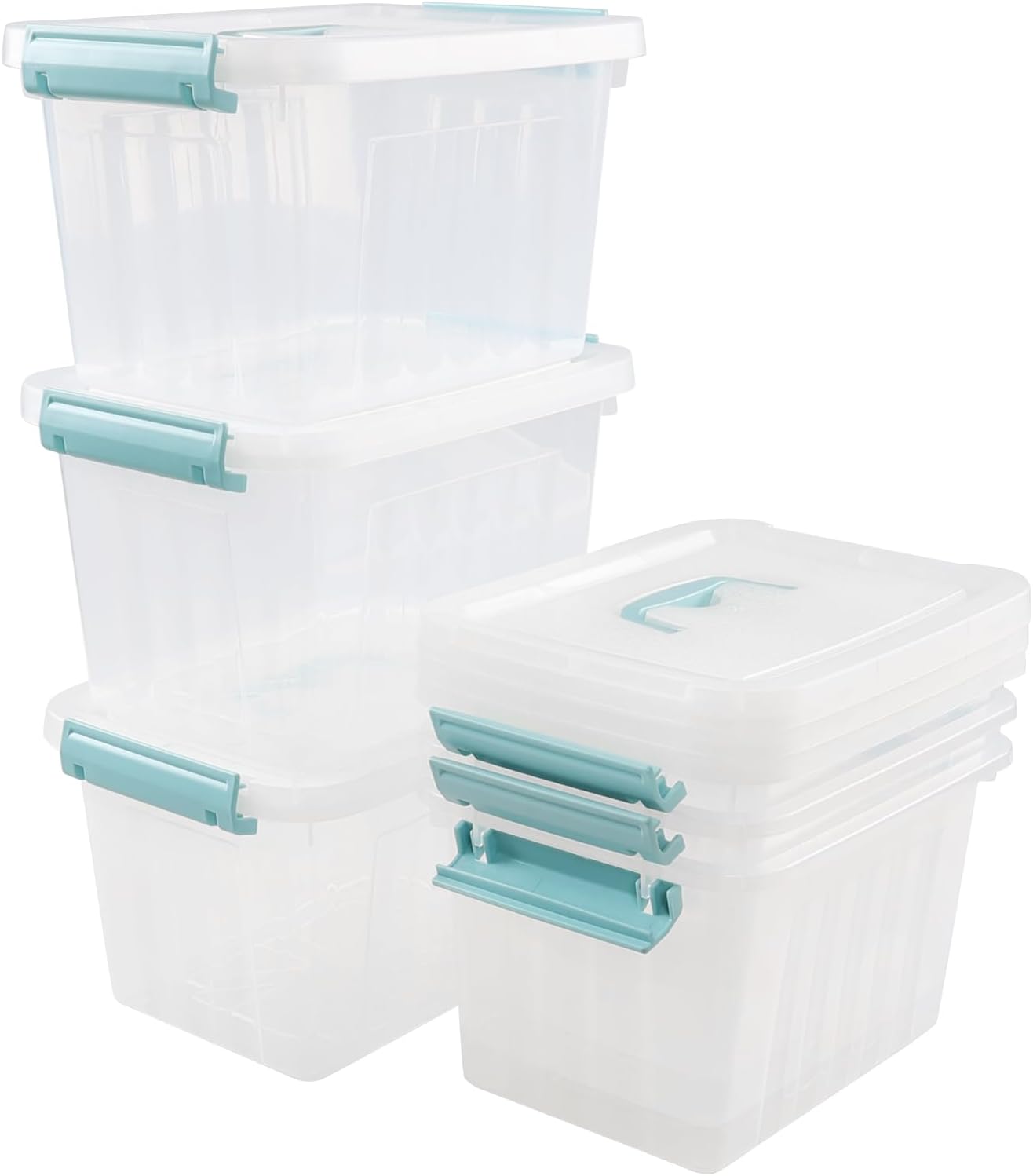 Amazon.com - Sosody 6 L Plastic Clear Storage Bins, Small Clear Latch ...
