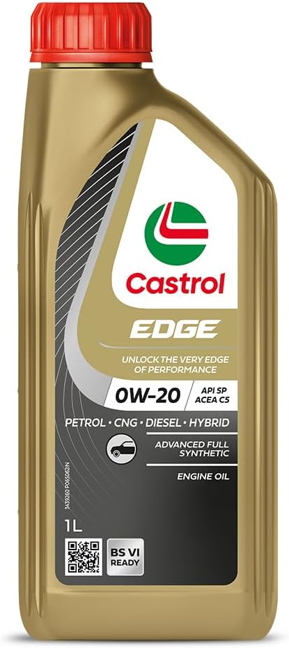 Castrol EDGE 0W-20 Advanced Full Synthetic Engine Oil for Cars 1L API SP, ACEA C5 & BS VI Ready ...