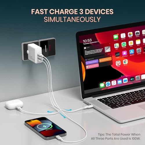 Portronics 100W Adapto 100 GaN Fast Charging Triple Port Adaptor with ...