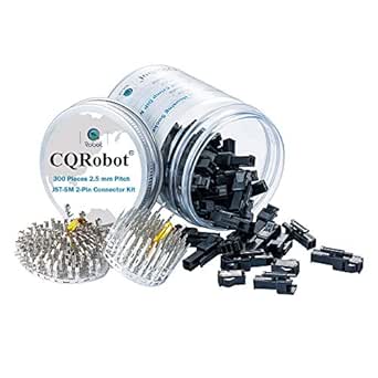 CQRobot 50 Sets / 300 Pieces 2.5mm Pitch JST SM 2-Pin JST Connector Kit. 2.5mm Pitch Male and ...