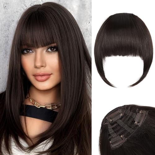Amazon.com : REECHO Clip in Bangs, 3 Secure Clips in Blunt Cut Bangs ...