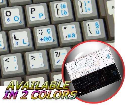 Amazon.com: ITALIAN ENGLISH NON-TRANSPARENT KEYBOARD STICKERS ON WHITE ...