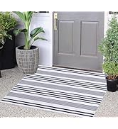 Amazon.com: Grey and White Outdoor Rug 3'x 5' Front Porch Rug Cotton ...