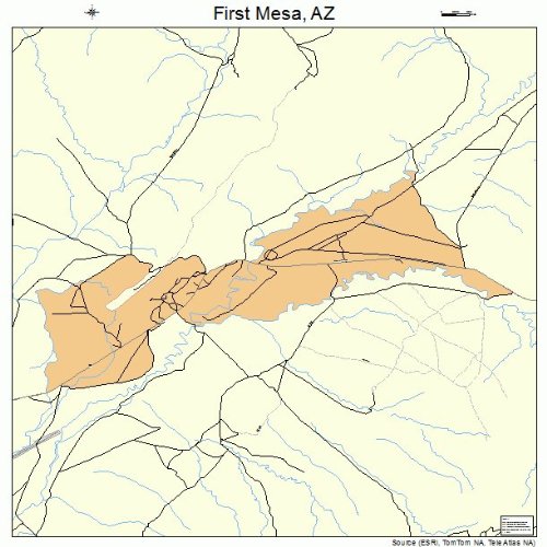 Large Street & Road Map of First Mesa, Arizona AZ - Printed poster size ...