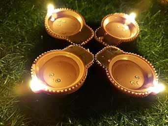 Buy AROHANAM | Smokeless Flameless Diya Pack of 12 | Plastic LED Diyas ...
