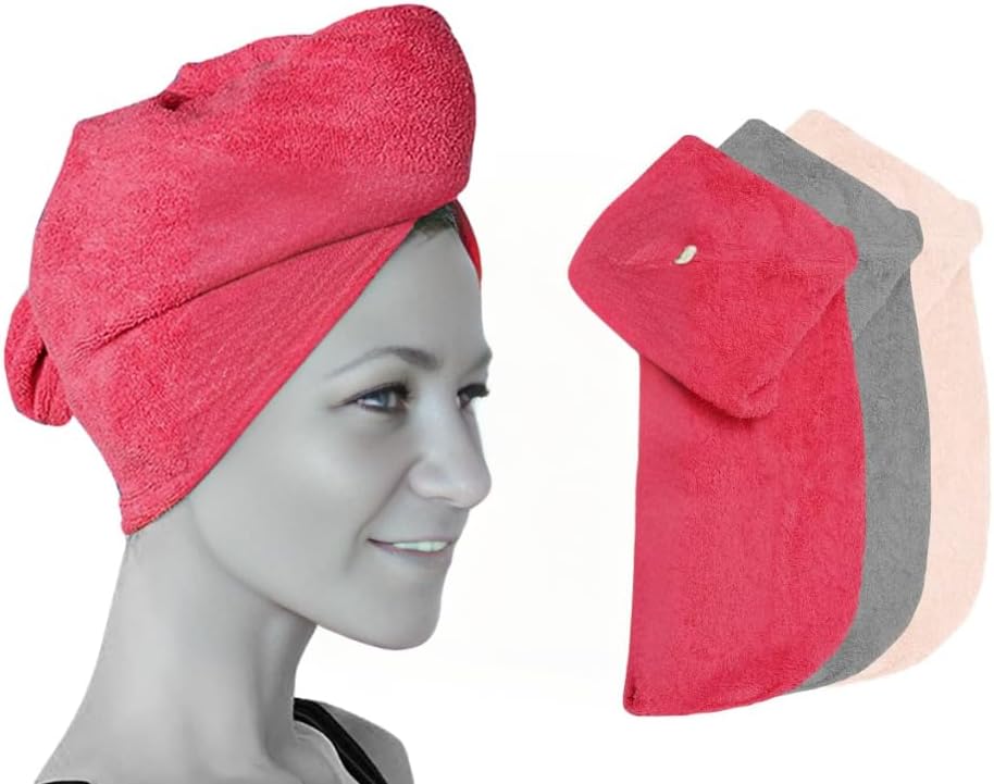 Amazon.com: Textila 100% Cotton Hair Wrap Towels for Women, (Pack of 3 ...